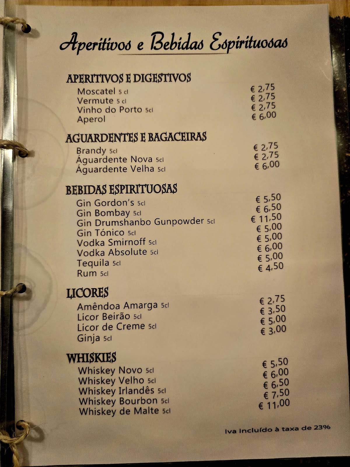Carta del restaurante Escondidinho da Curva do Ferragial, Lisboa, R ...