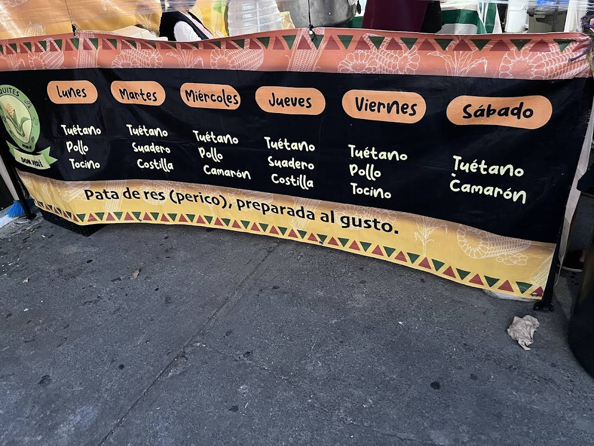 Carta del restaurante Esquites don Josué, Ciudad del México, Xola 1910