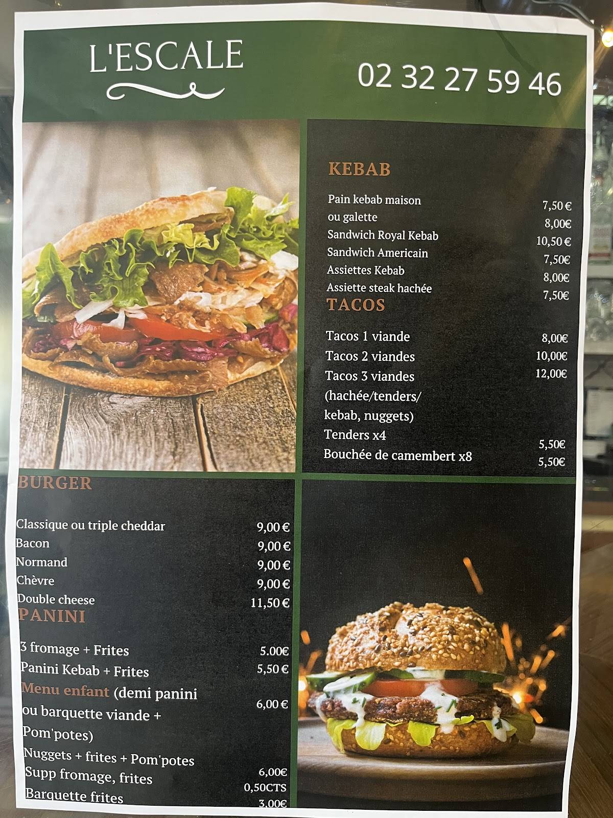 Menu au L'Escale restaurant, Étrépagny