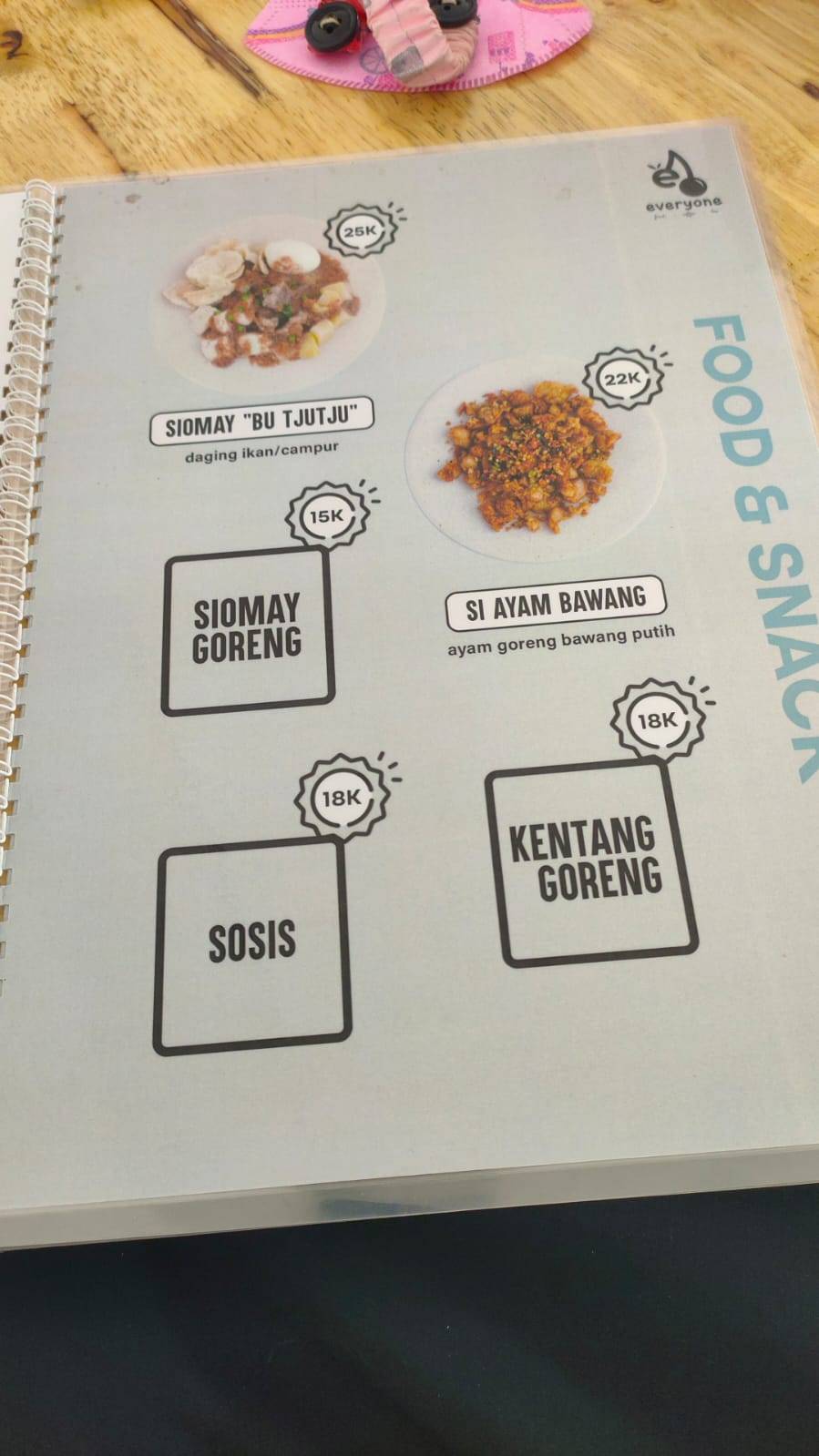 Menu at Everyone Fruit Bar, Pontianak