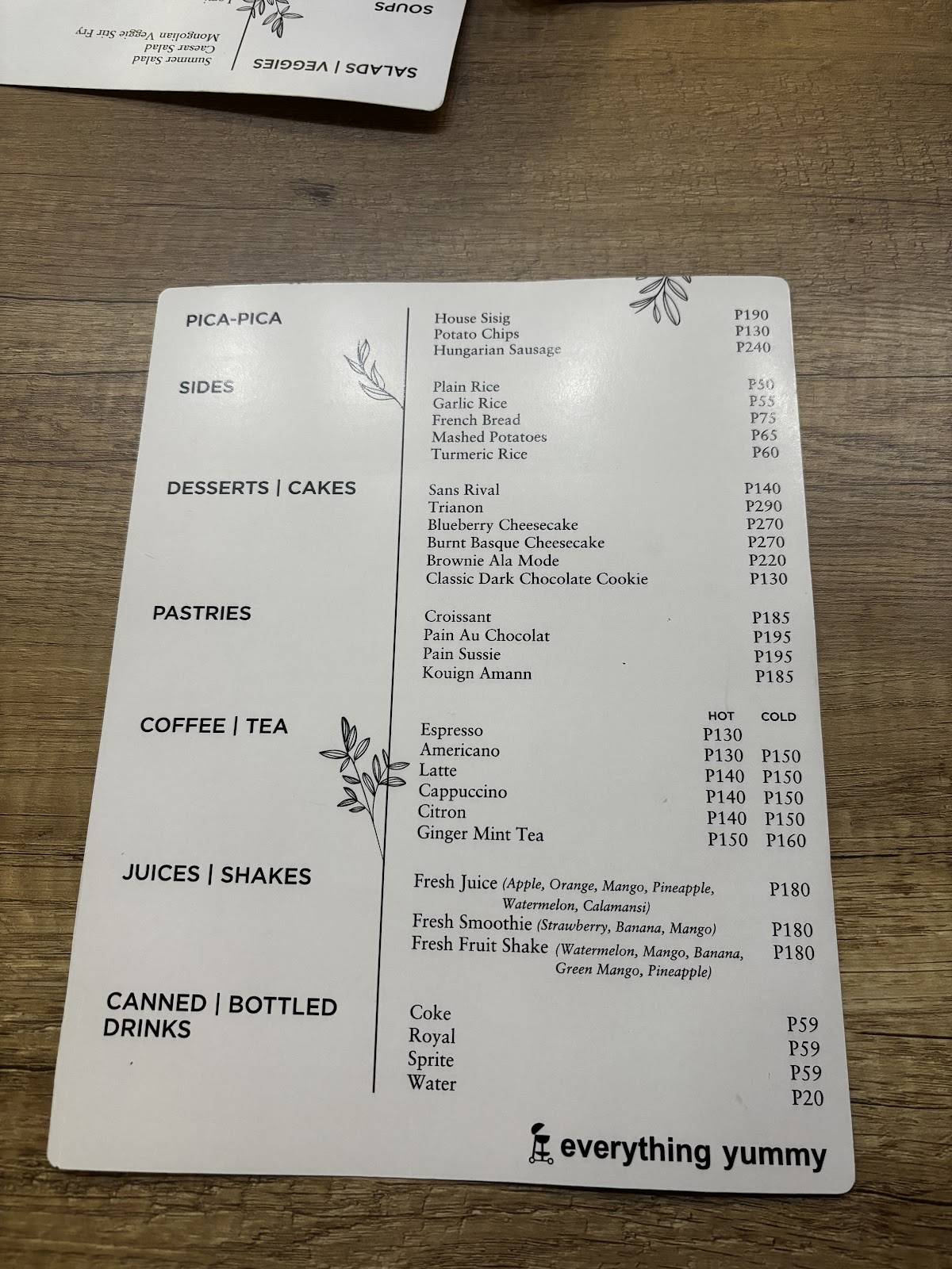 Menu at Everything Yummy restaurant, Mandaue City