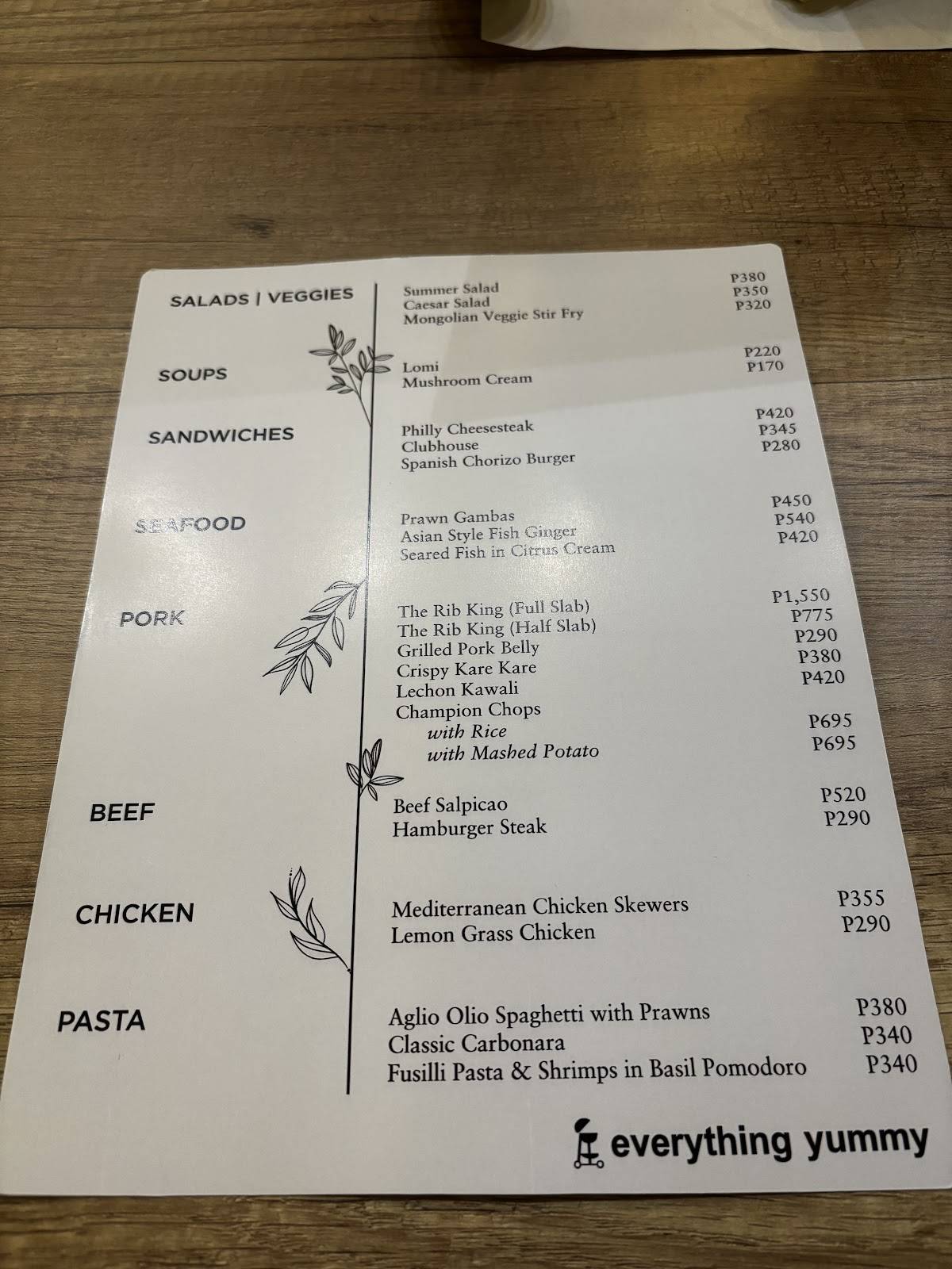 Menu at Everything Yummy restaurant, Mandaue City