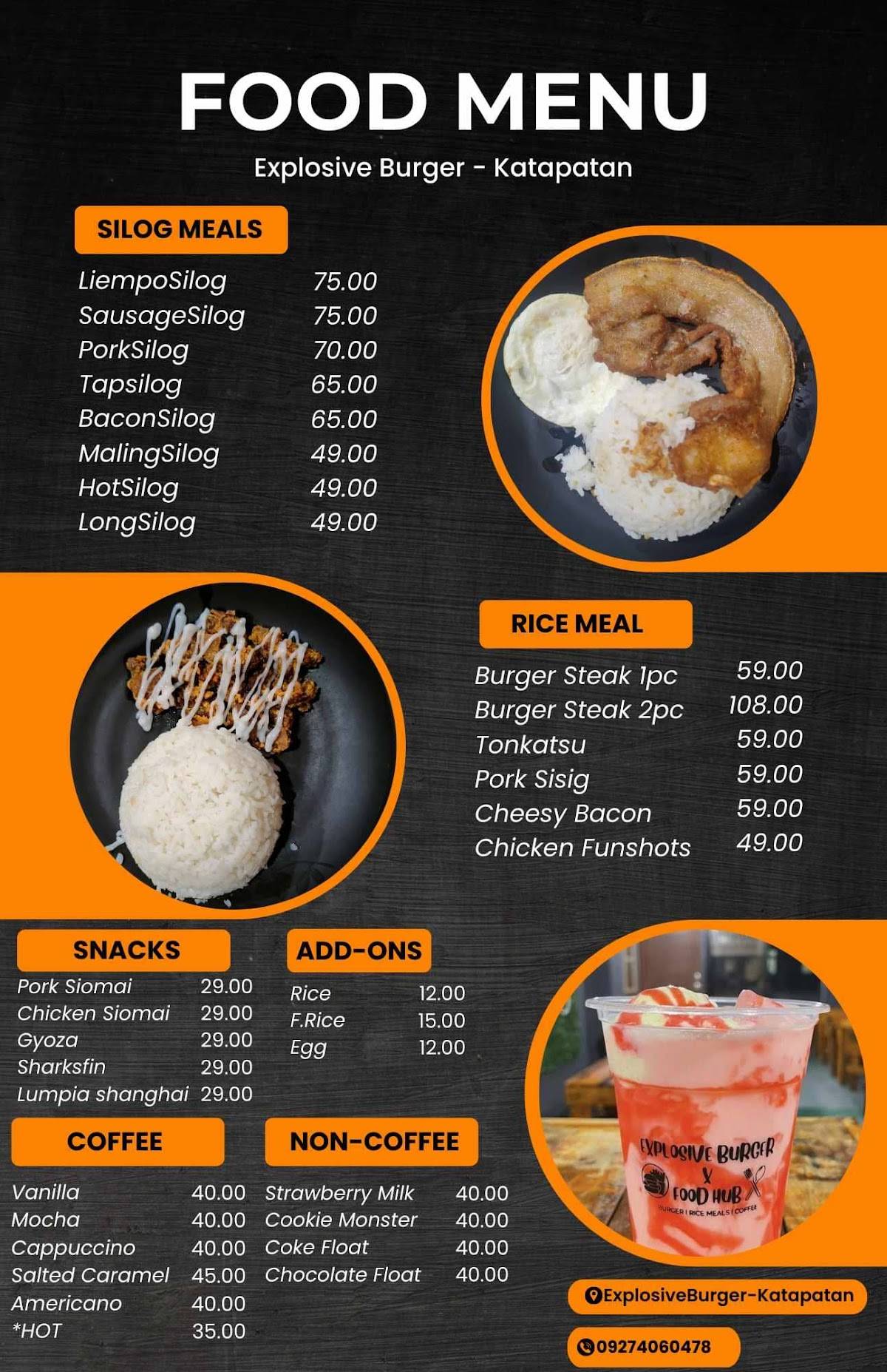 Menu at Explosive Burger - Katapatan Cabuyao restaurant, Cabuyao