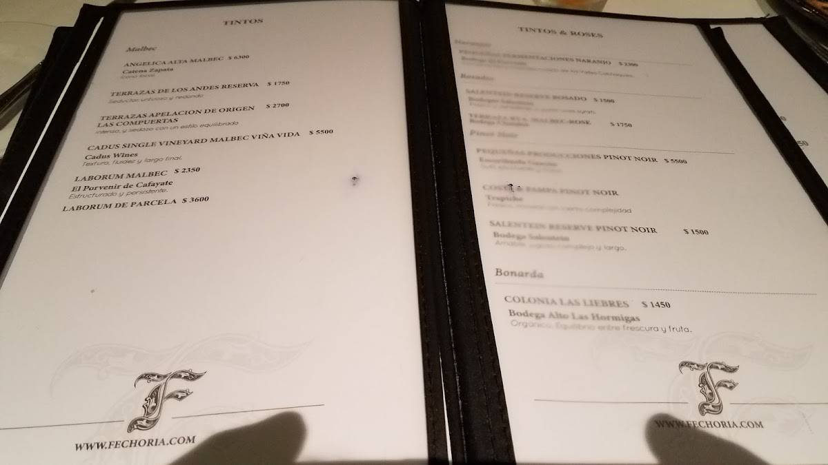 Carta del restaurante FECHORIA Recova, Buenos Aires