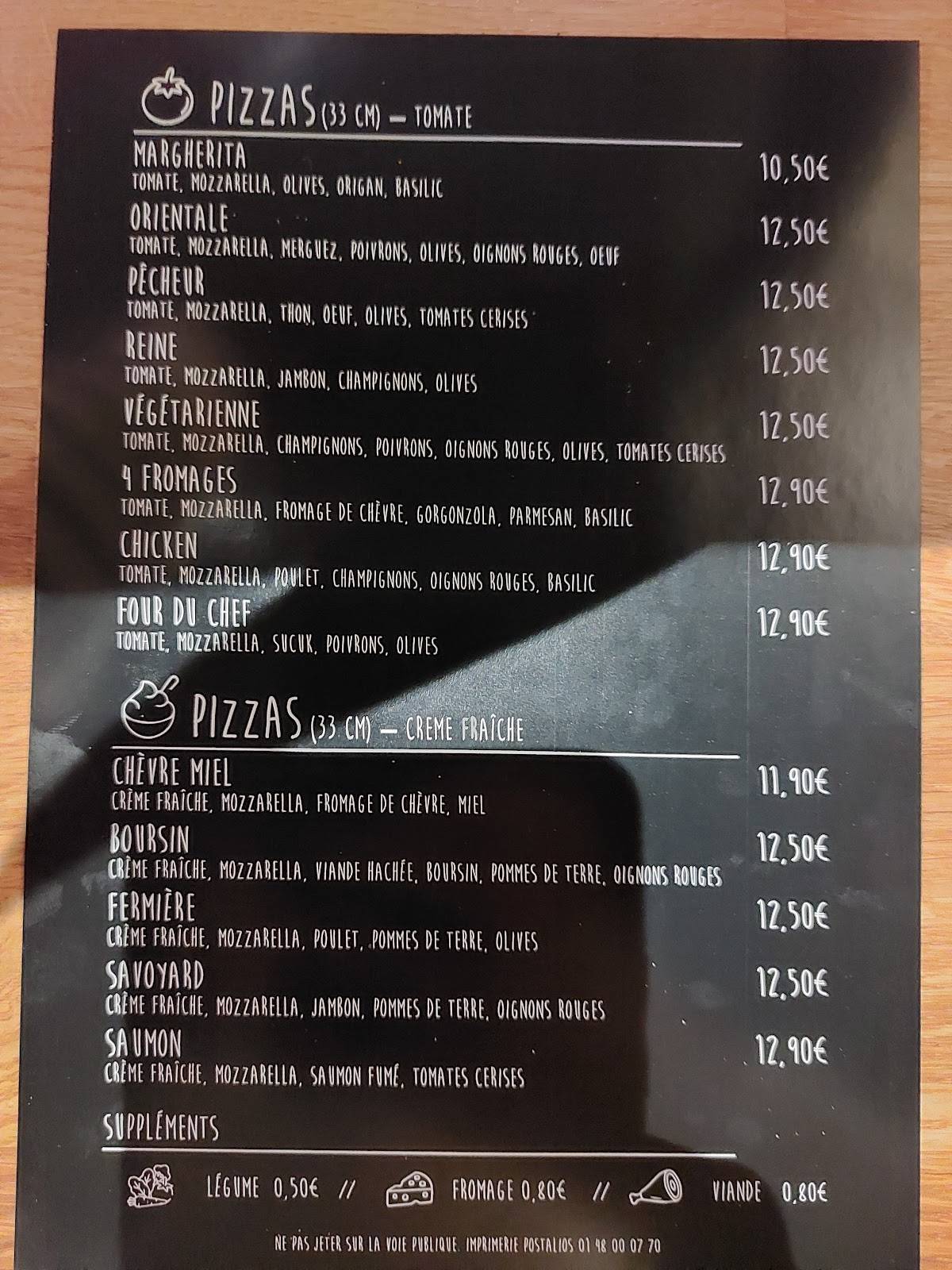 Menu au FOUR DU CHEF restaurant, La Rochette