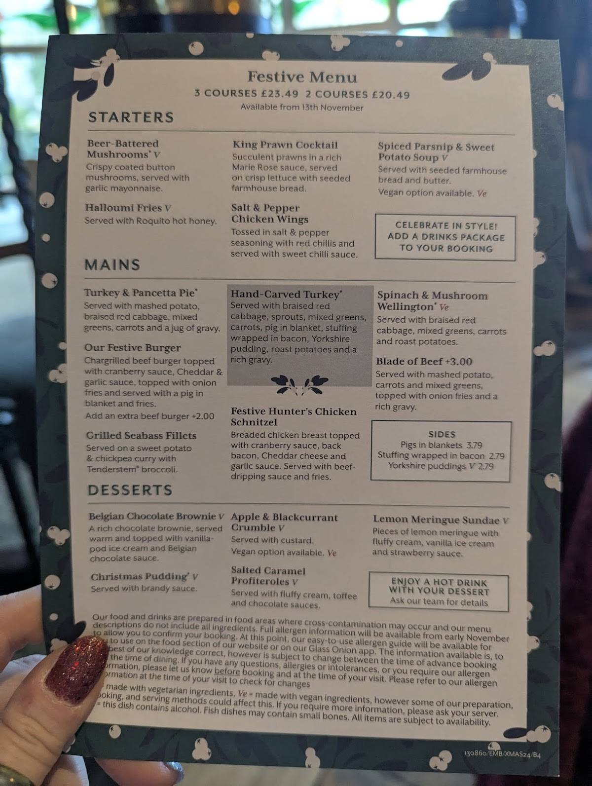 Menu at Fairfield Arms pub & bar, Manchester, 92 Manchester Rd