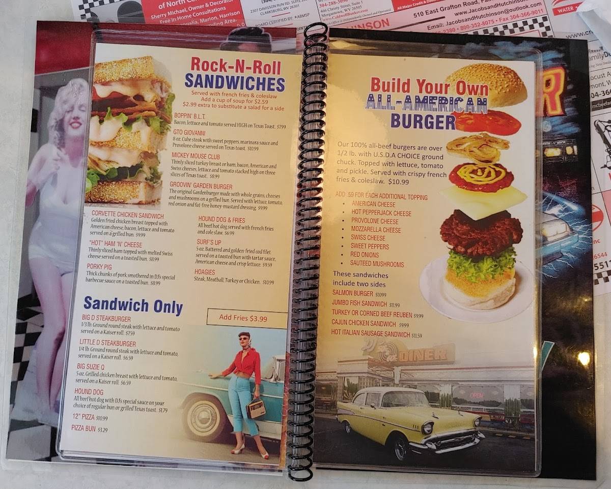 Menu at DJ's 50'S & 60'S Diner restaurant, Fairmont