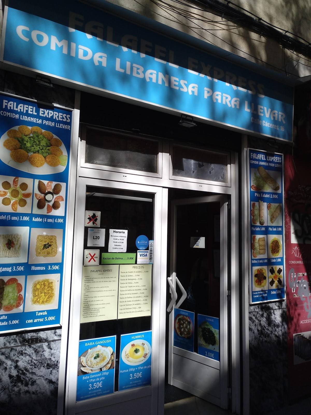 Carta del restaurante Falafel Express, Madrid