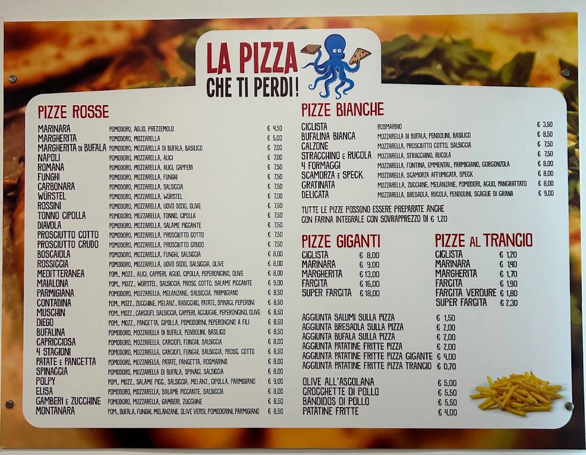 Menu da LA PIZZA CHE TI PERDI! pizzeria, Fano