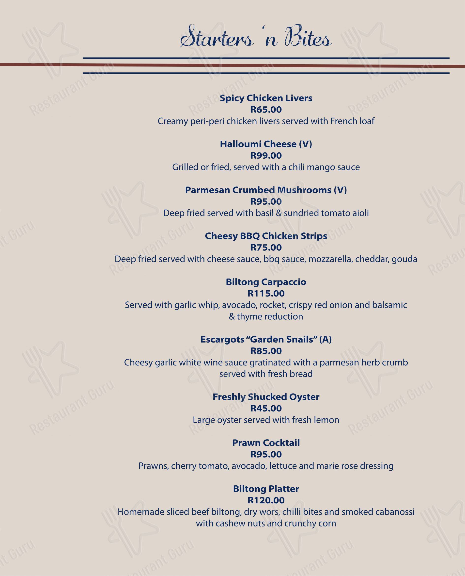 Menu at Farm 'n Sea Grillhouse restaurant, Vanderbijlpark