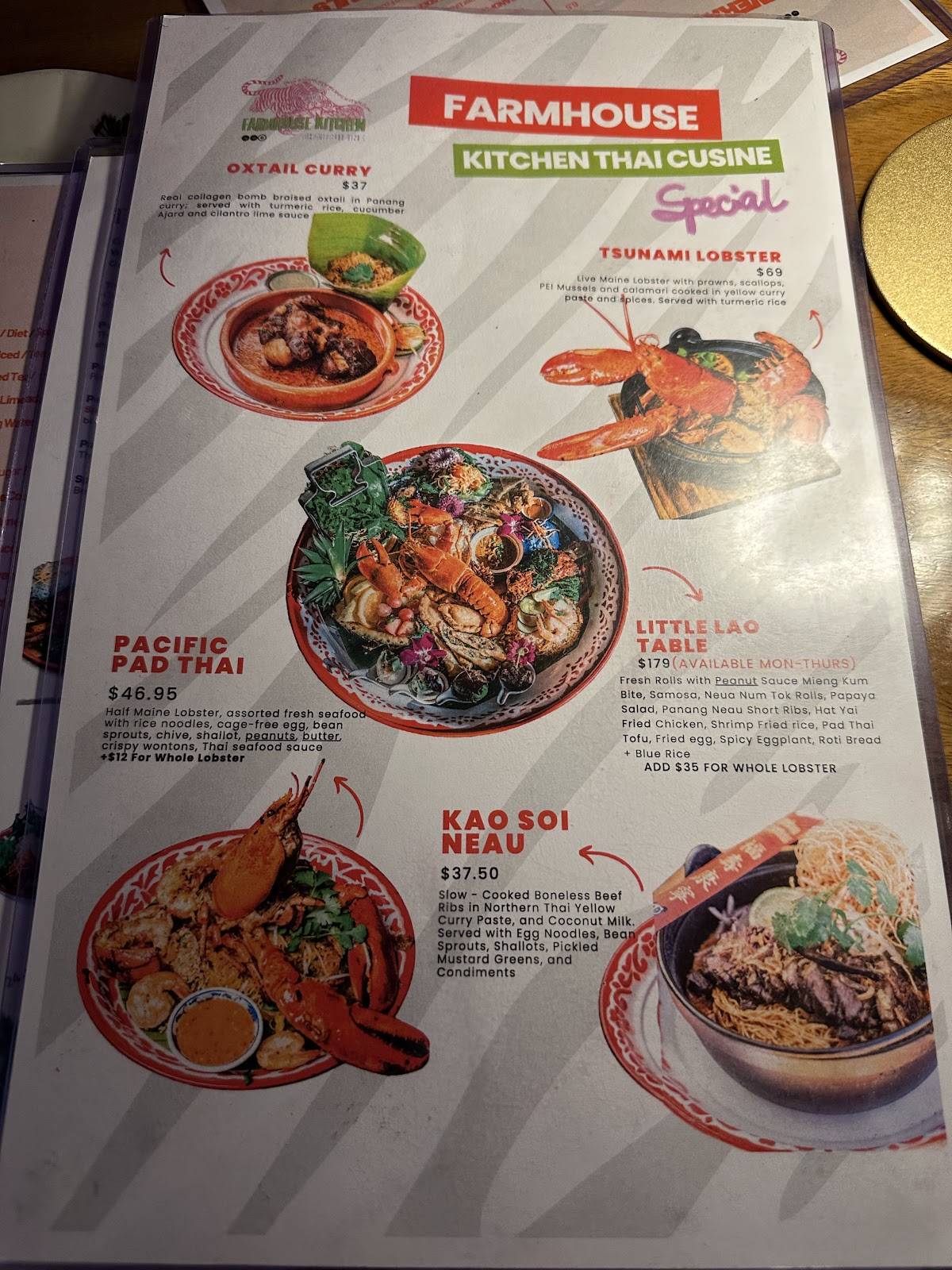 Menu at Farmhouse Kitchen Thai Cuisine pub & bar, San Francisco
