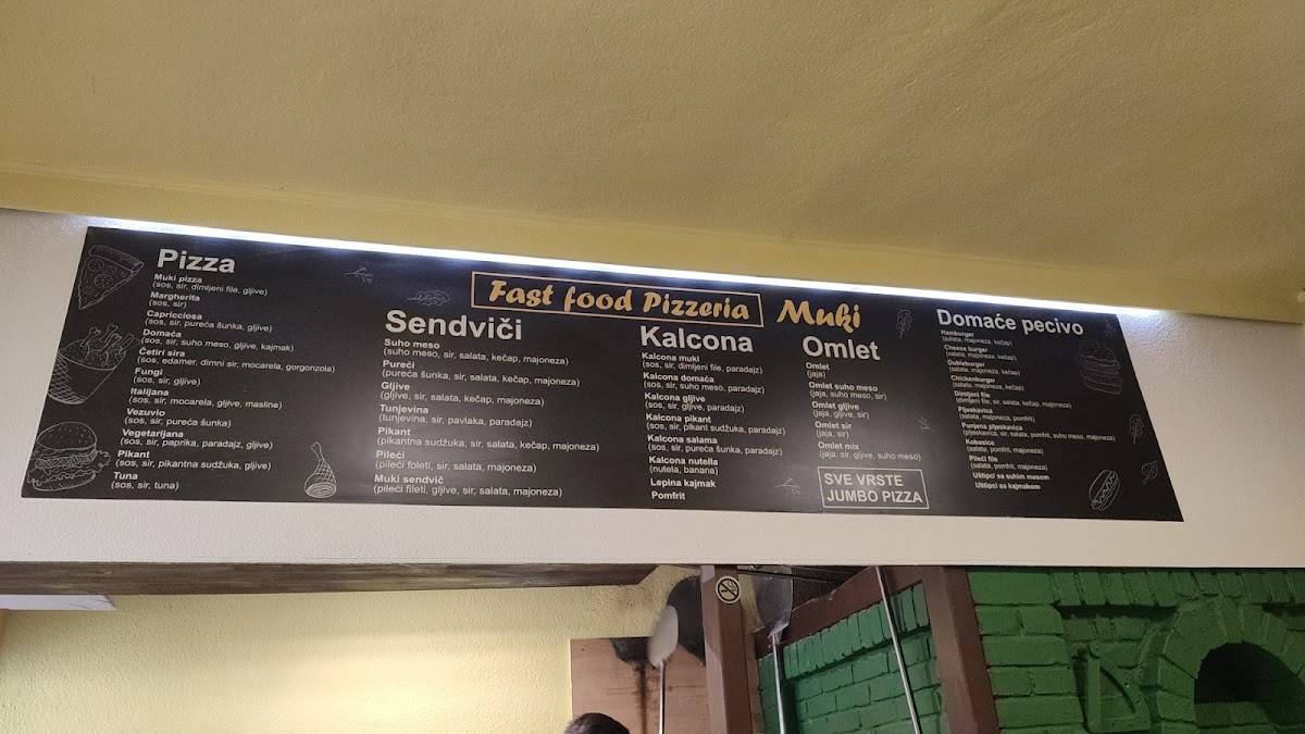 Menu at Fast Food Pizzeria "MUKI", Vogošća
