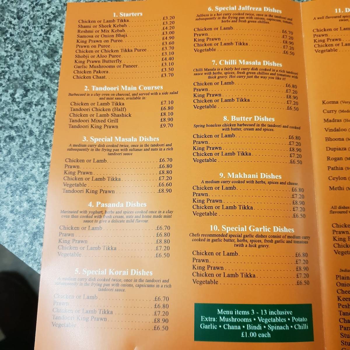 Menu at Bengal Tiger fast food, South Molton