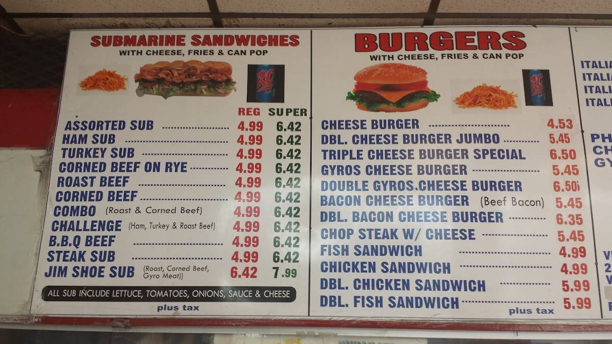 Menu at Best Sub restaurant, Chicago, W Chicago Ave