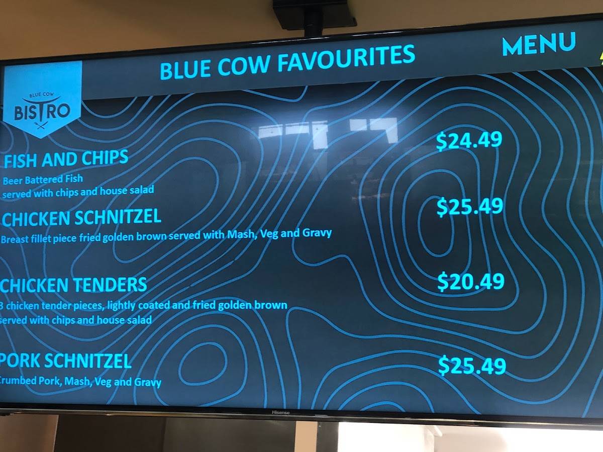 Menu at Blue Cow Bistro fast food, Kosciuszko National Park