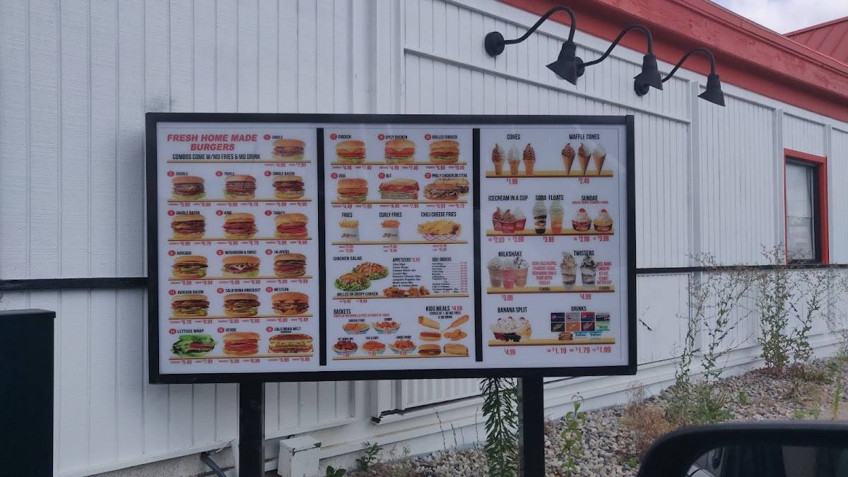 Menu at California Burger fast food, Indianapolis, E 82nd St