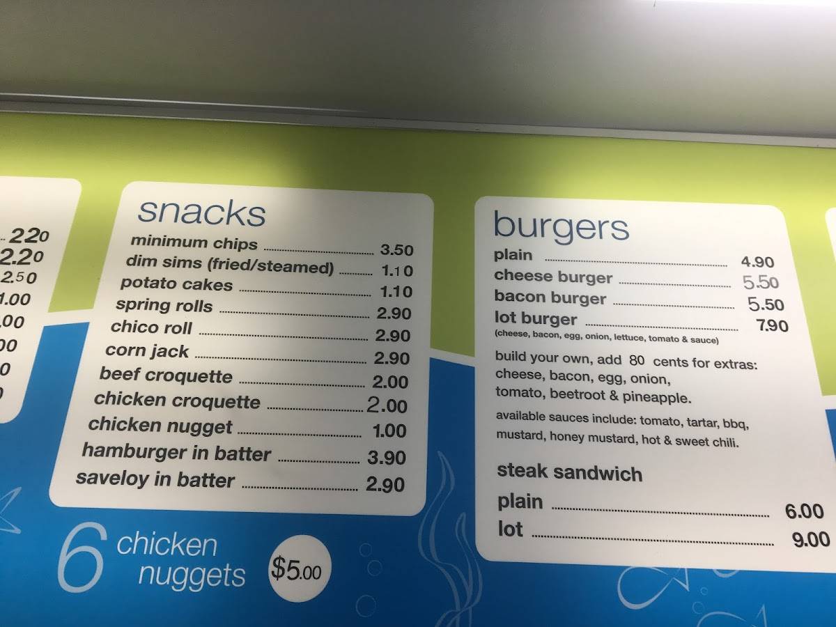 Menu at Captain K Fish & Chips fast food, Lilydale