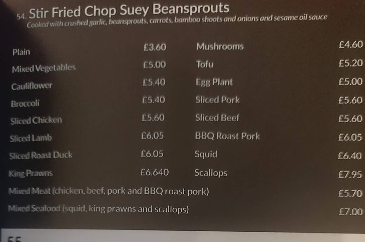 Menu at Chung's Chinese fast food, Hounslow, 13 New Heston Rd