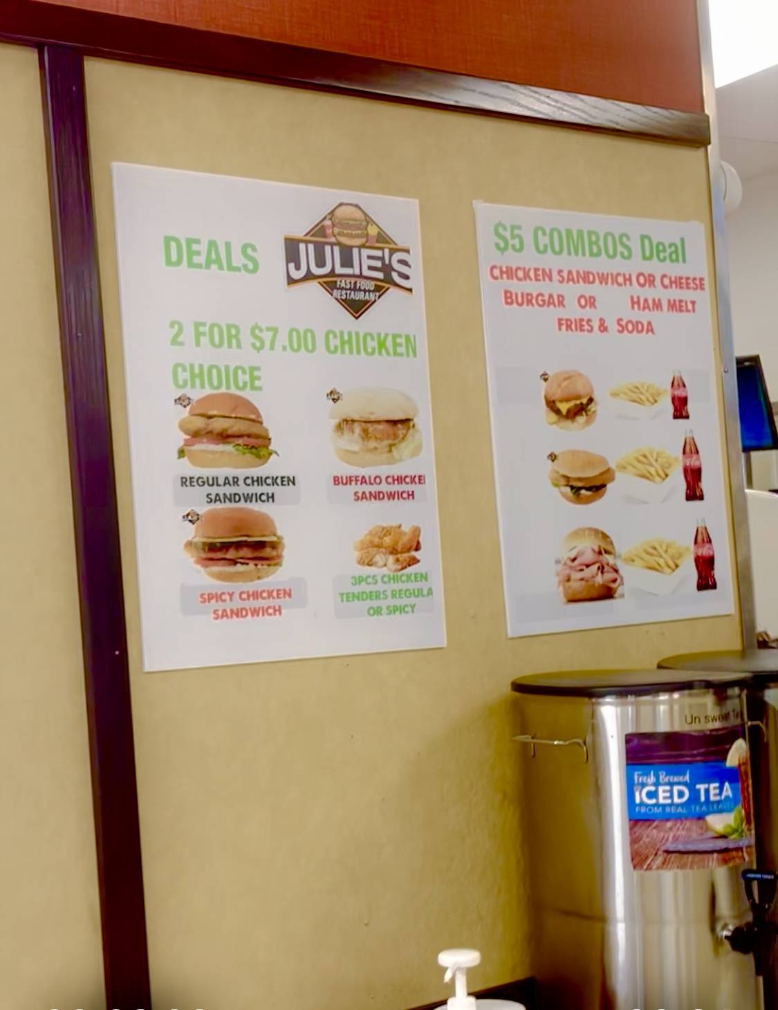 Menu at Julie’s Fast Foods, Sinking Spring