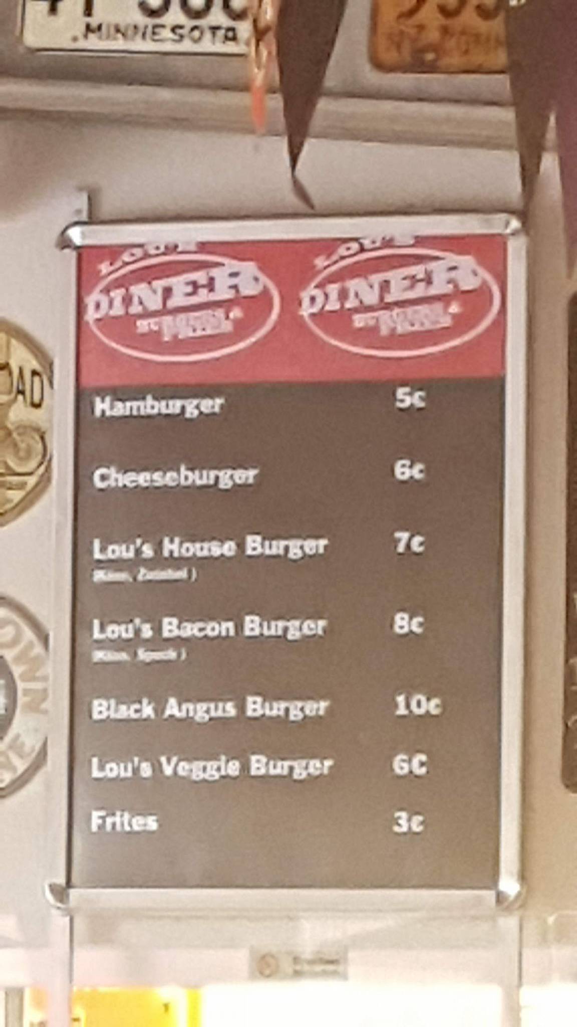 Speisekarte von Lou's Diner fast Food, Beidweiler, L