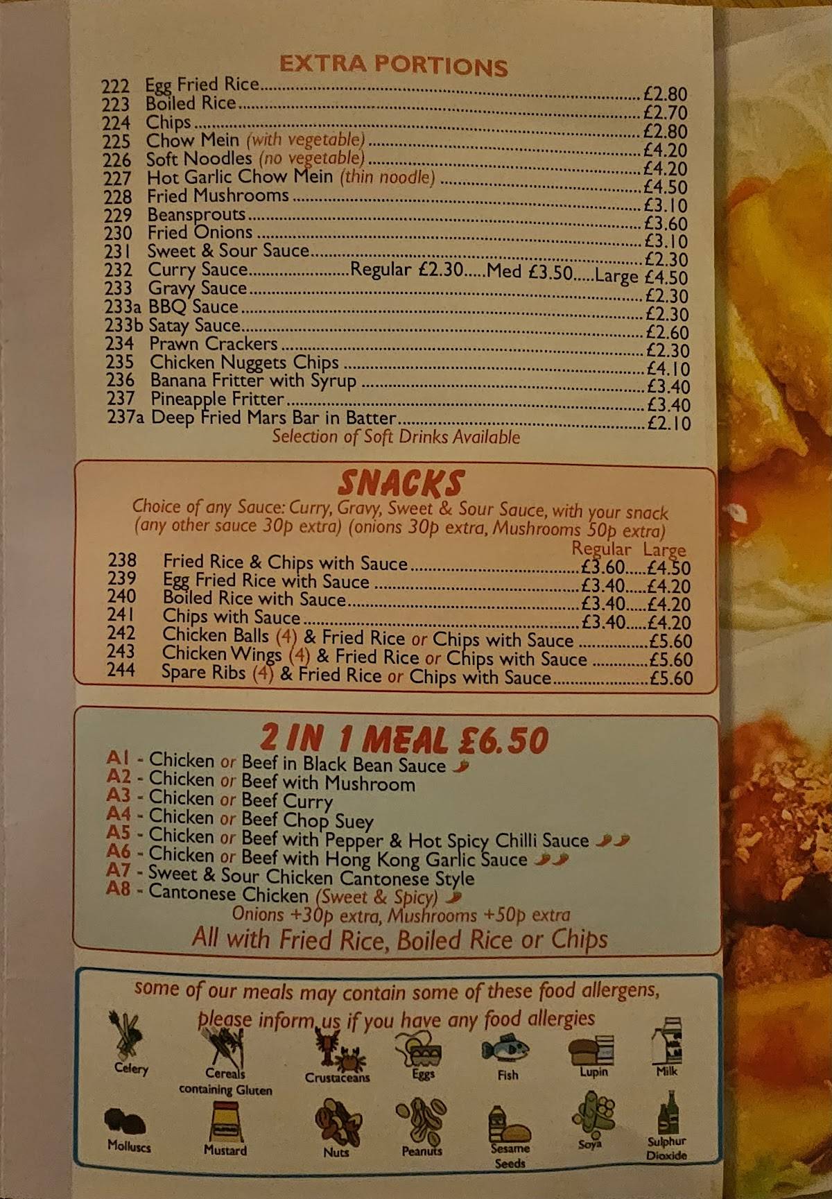 Menu at New Hong Gai fast food, Stirling