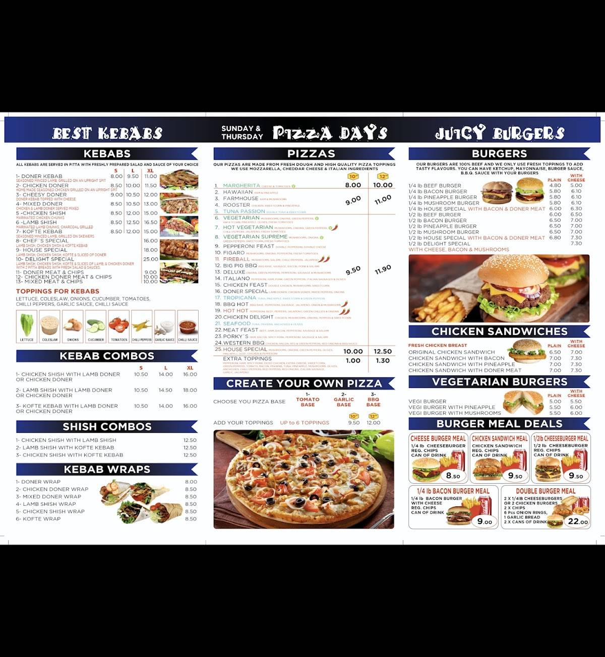 Menu at Pizza Delight fast food, Broadstone, 4 Station Approach