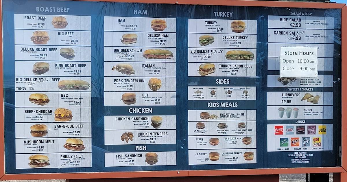 Menu at Rax fast food, New Carlisle