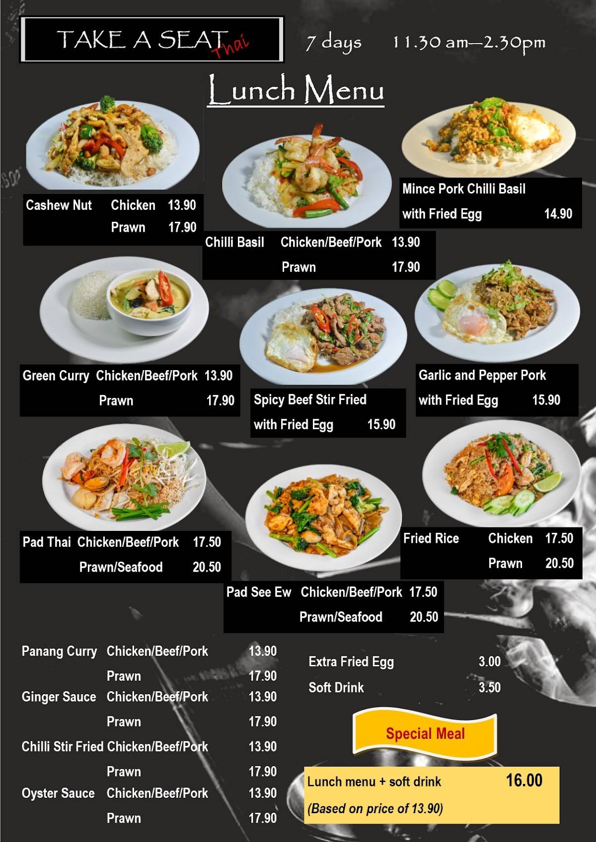 Menu at Take A Seat Thai fast food, Manly Vale, 329 Condamine St