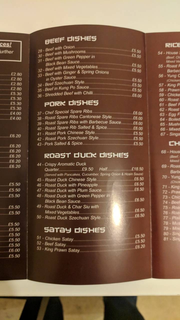 Menu at Wok Hard fast food, Hedge End