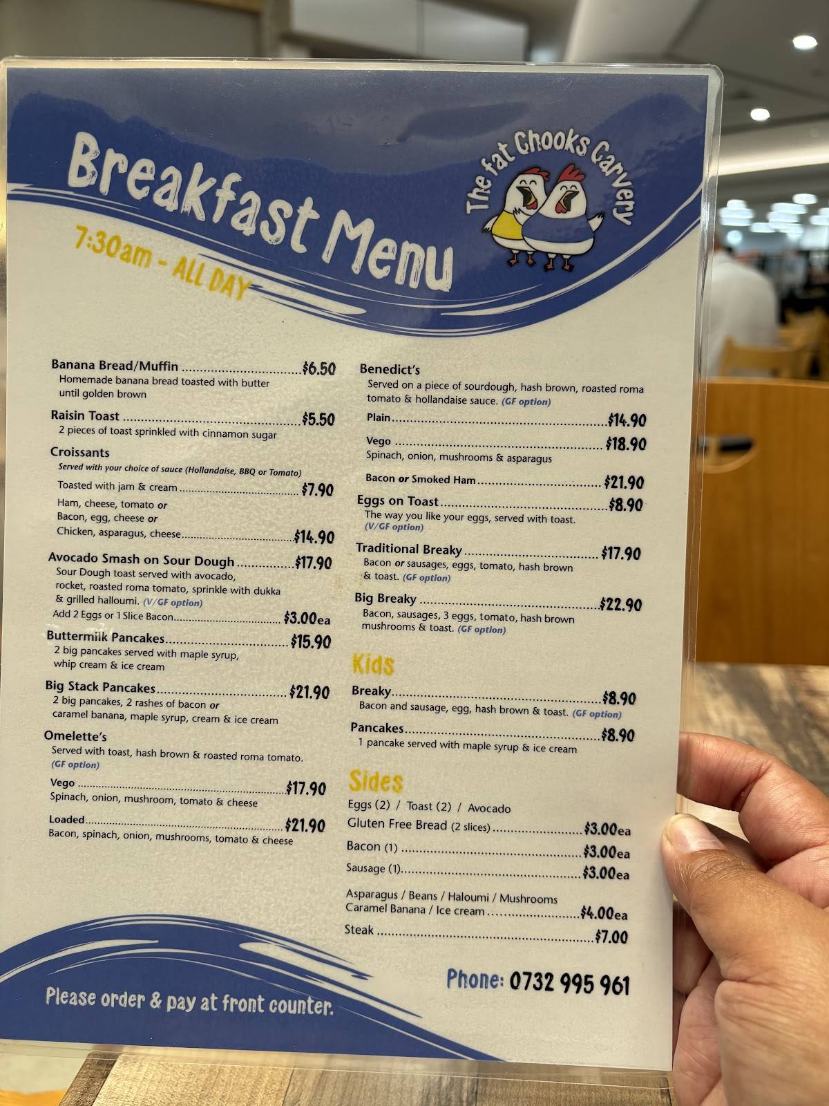 Menu at Fat Chooks Carvery, Springwood