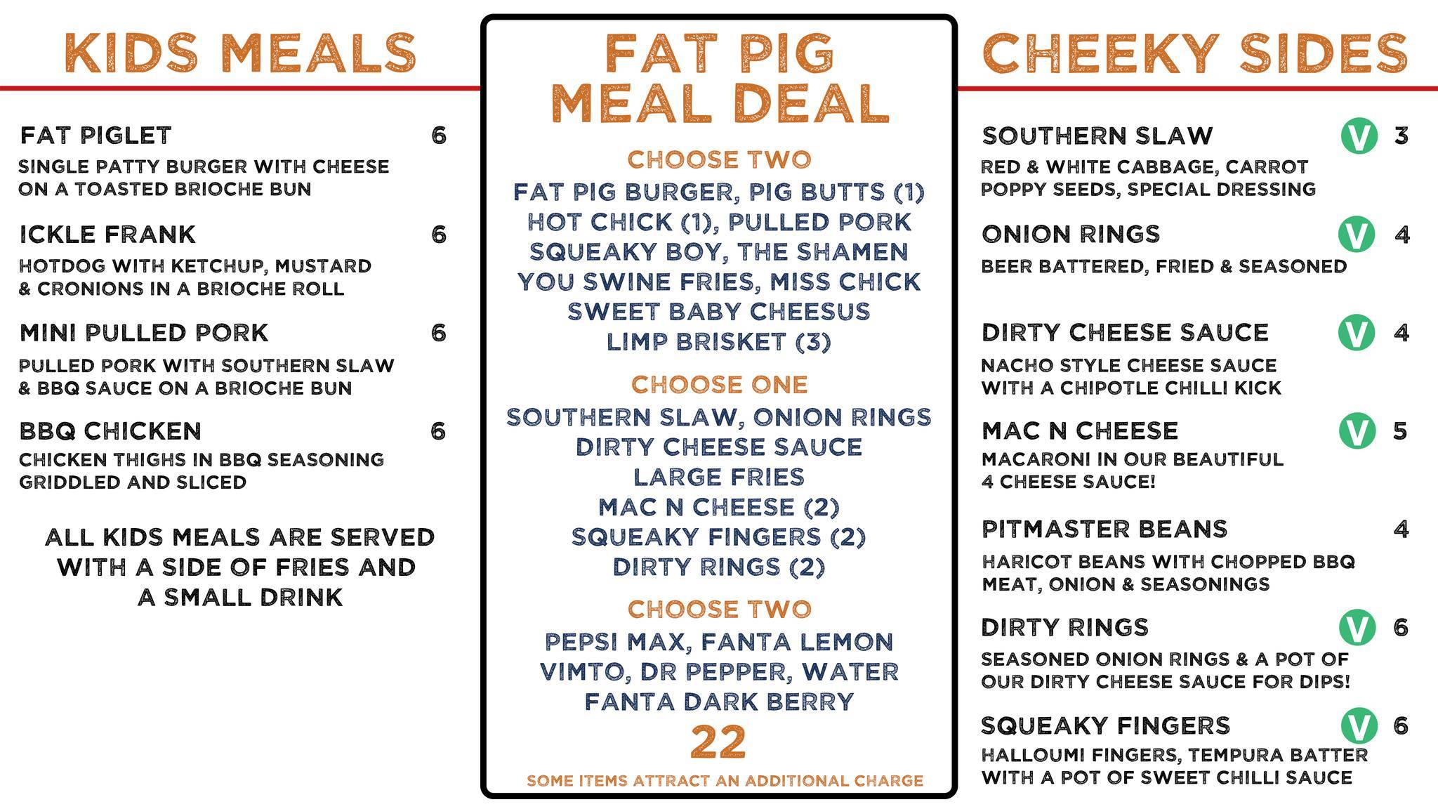 Menu at Fat Pig BBQ, Chesterfield