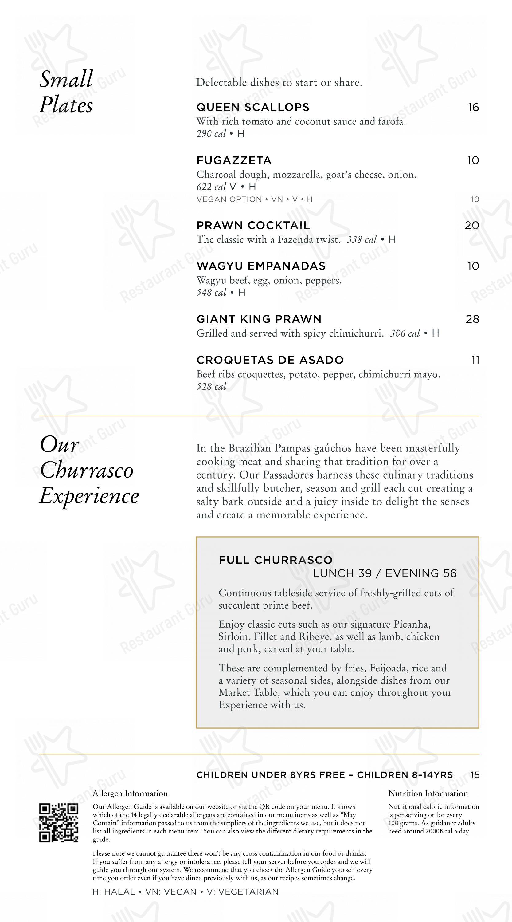 Menu at Fazenda Rodizio Bar & Grill Manchester, Manchester