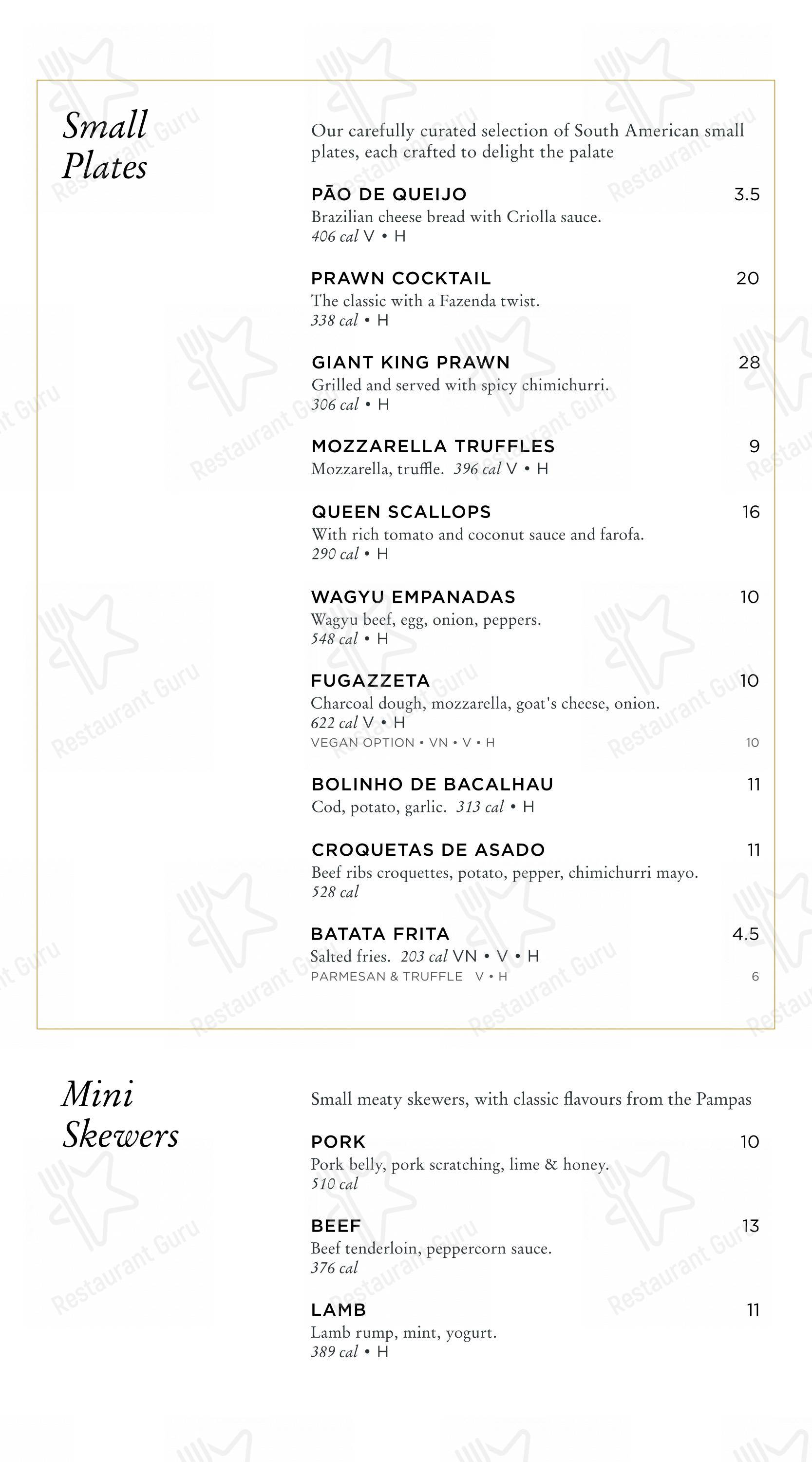 Menu at Fazenda Rodizio Bar & Grill Manchester, Manchester