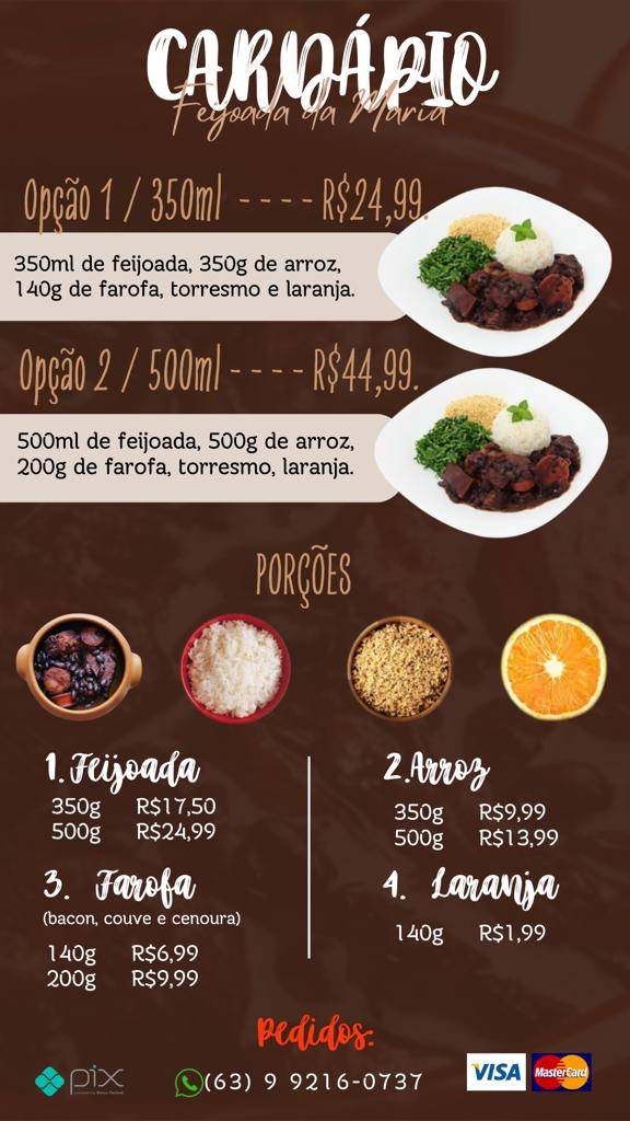 Menu em Feijoada da Maria restaurante, Araguaína