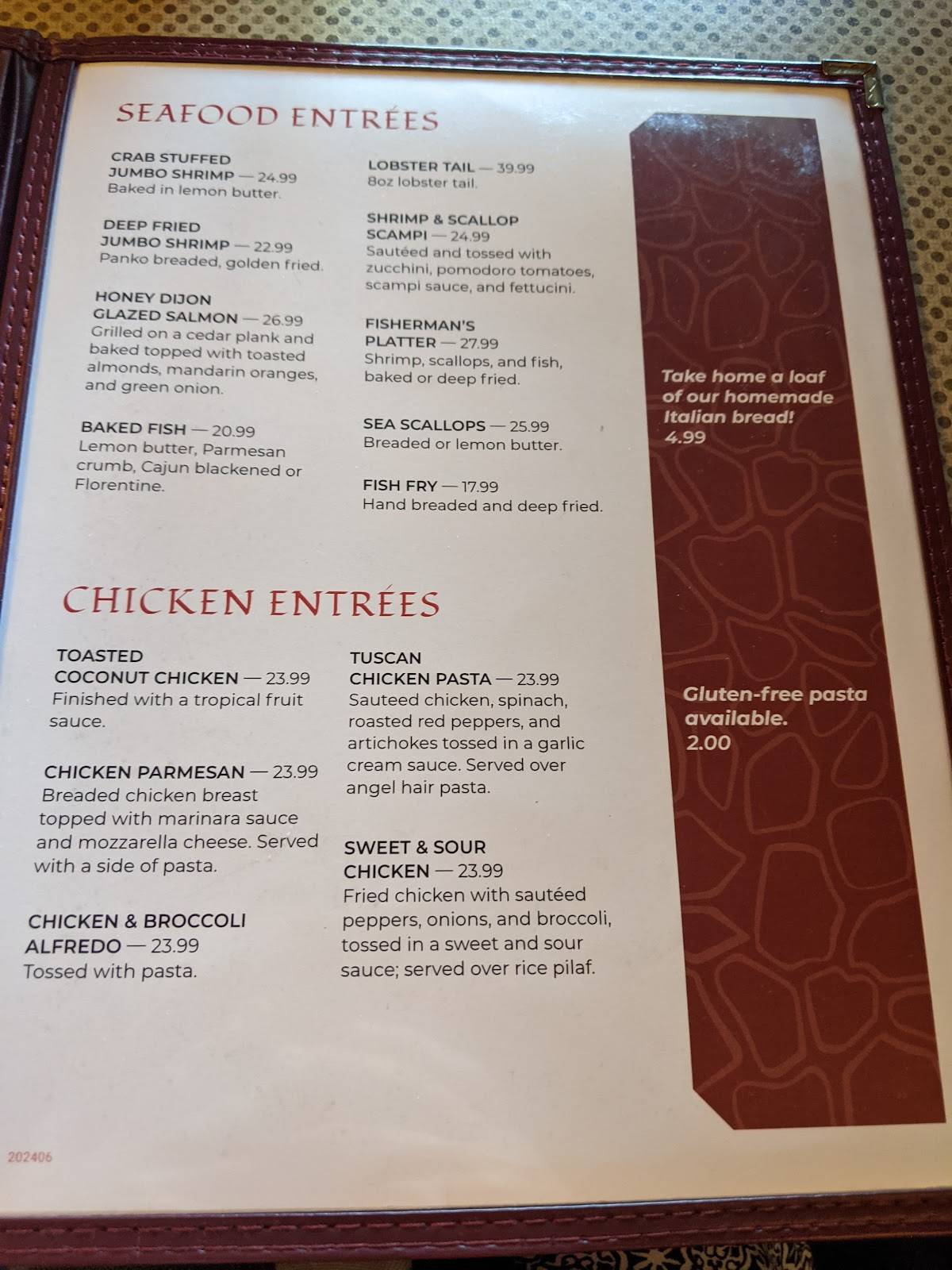 Menu at Fieldstone Country Inn restaurant, Lockport, S Transit Rd