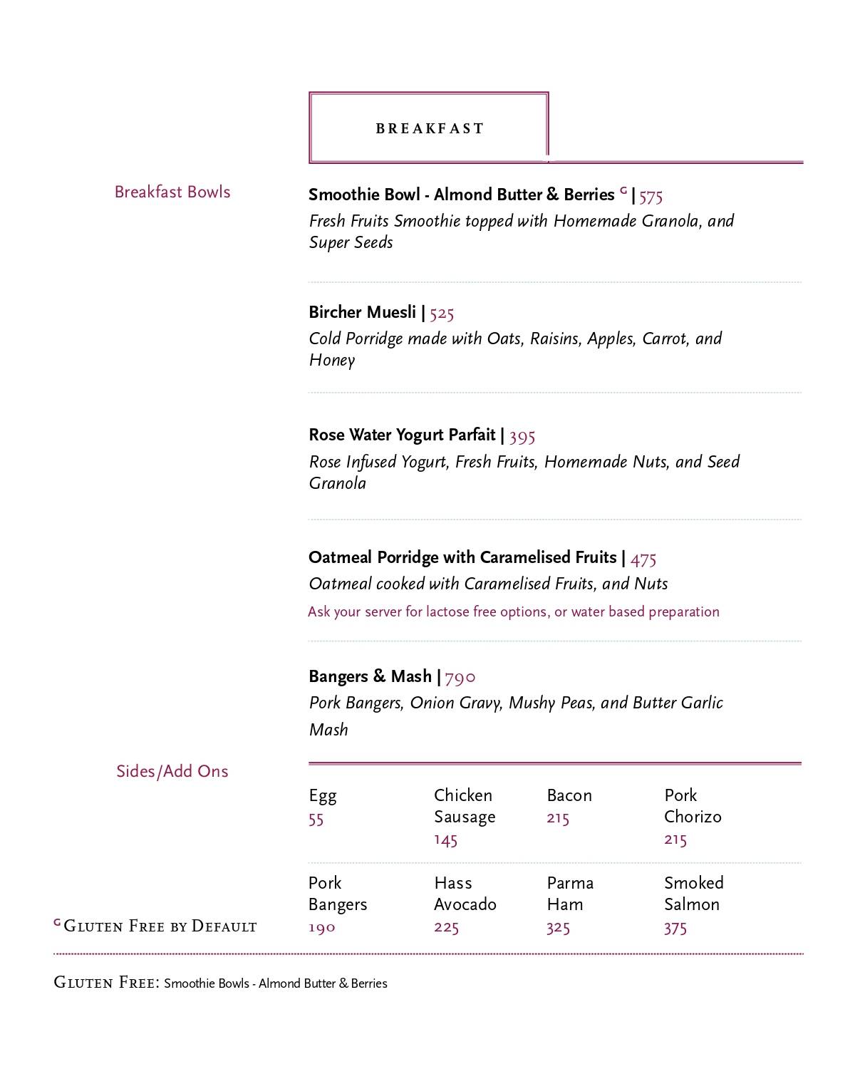 Menu at Fig at Malcha, New Delhi, 3/48, Malcha Marg, Market, Dharam Marg