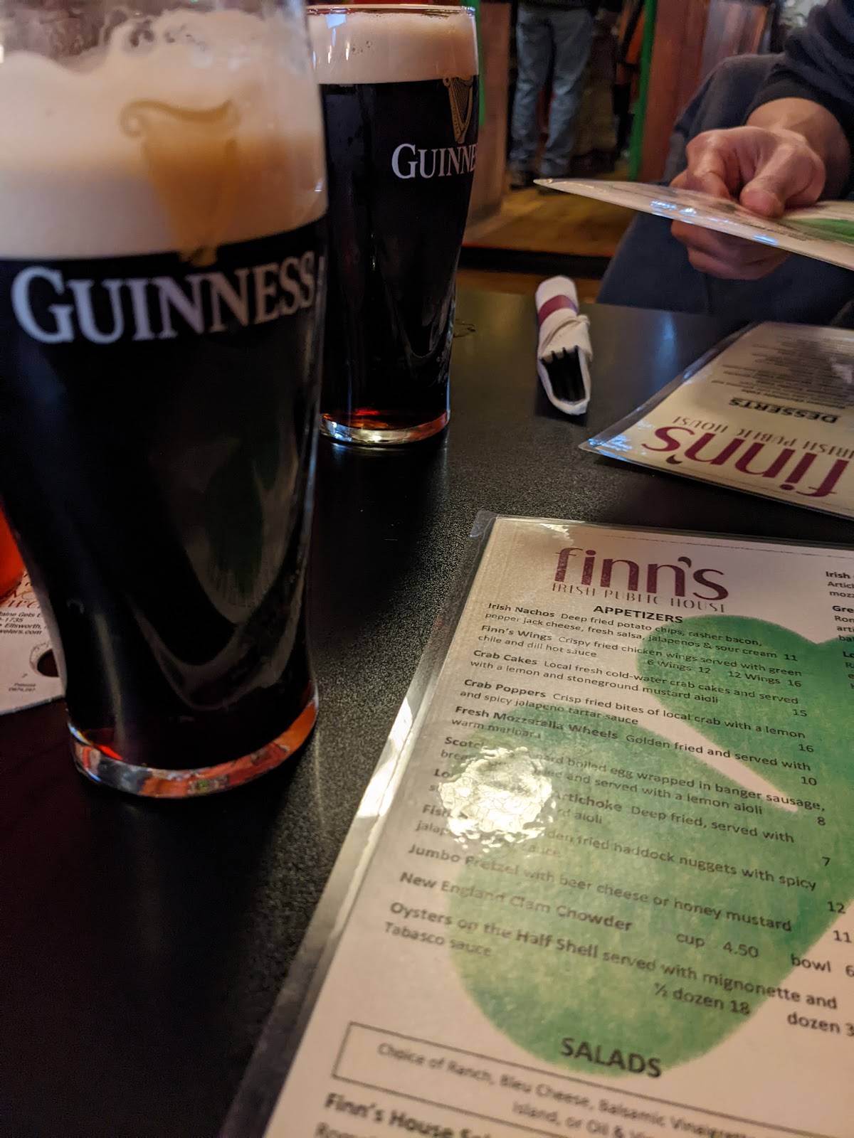 Menu at Finn's Irish Pub, Ellsworth
