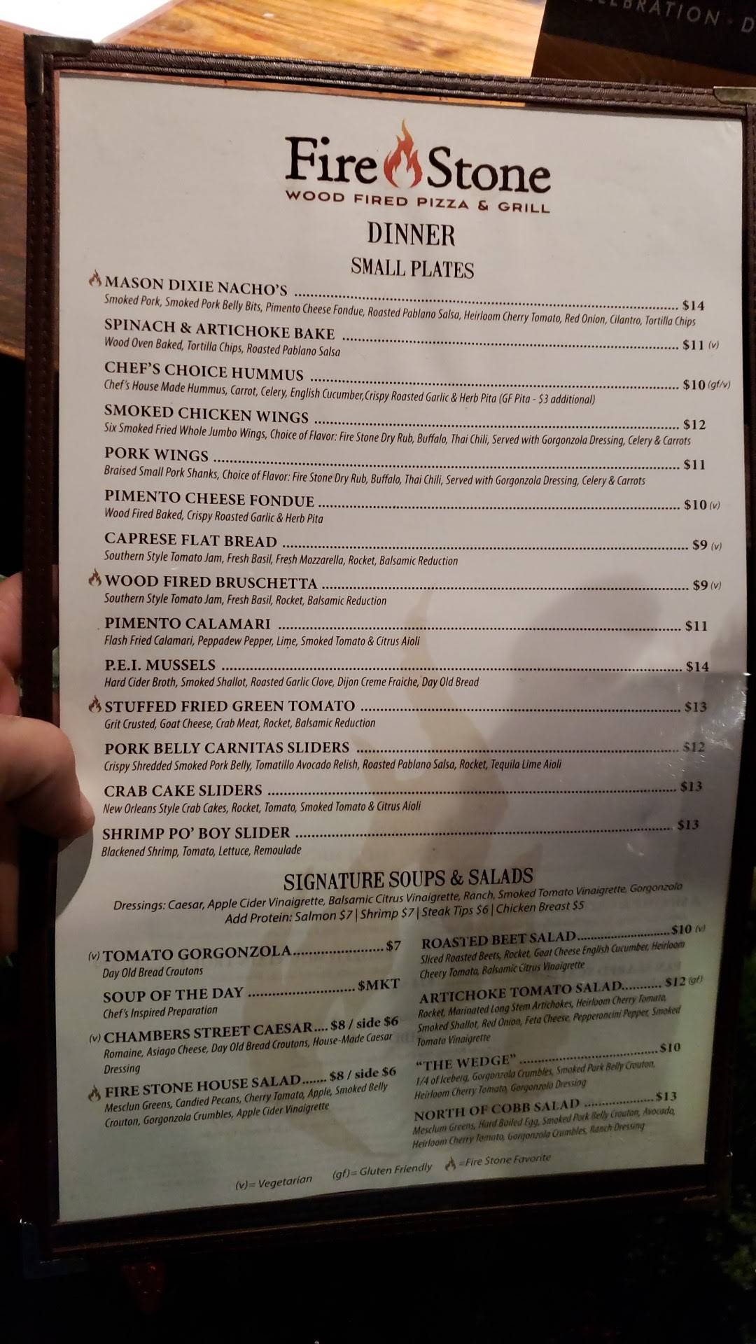 Menu at Fire Stone Wood Fired Pizza & Grill pub & bar, Woodstock