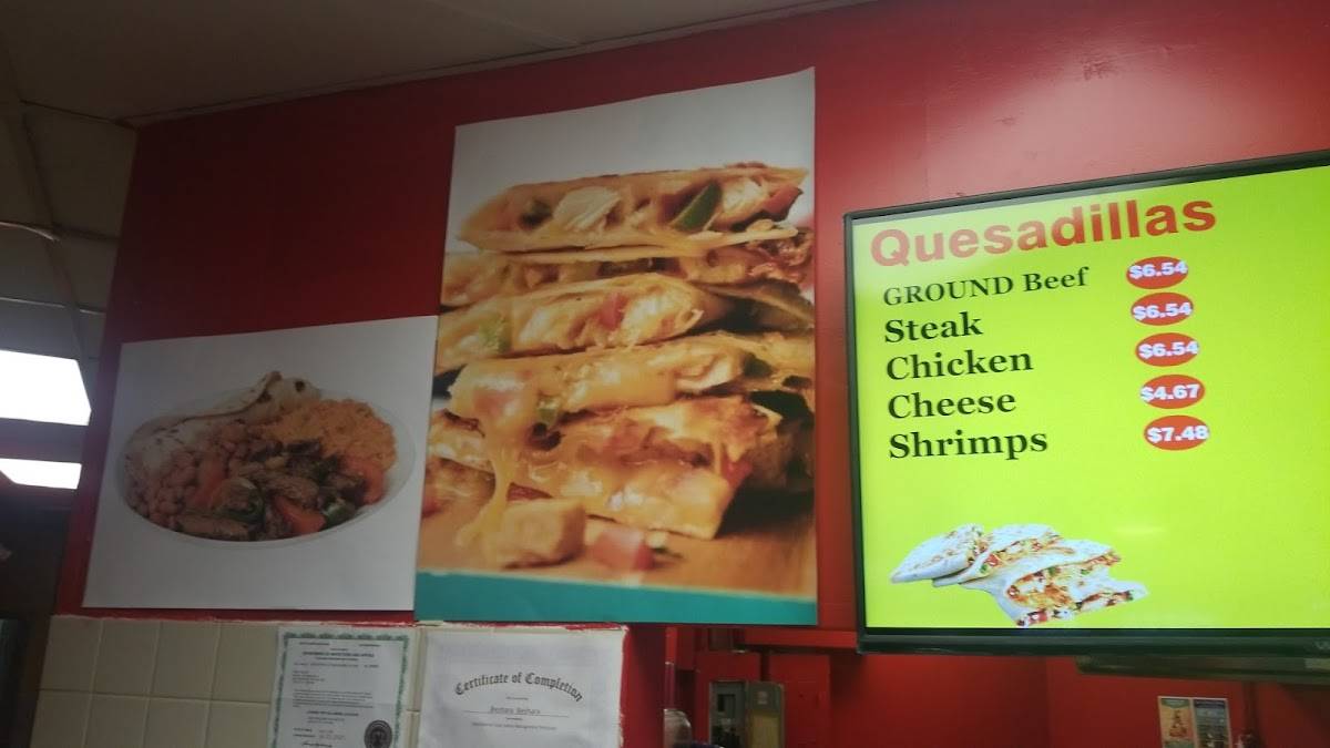Menu at Fire Tacos restaurant, Sioux City