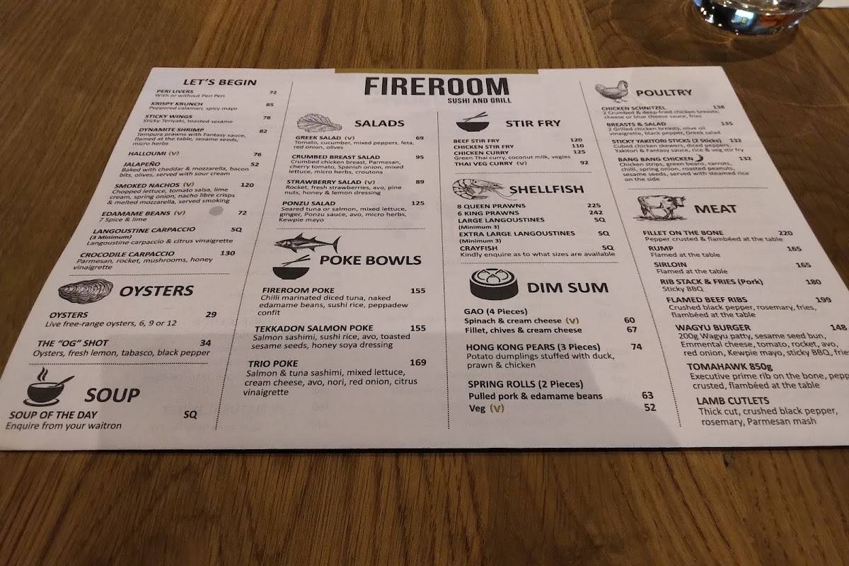 Menu at Fireroom Bedfordview restaurant, Johannesburg, Village View ...