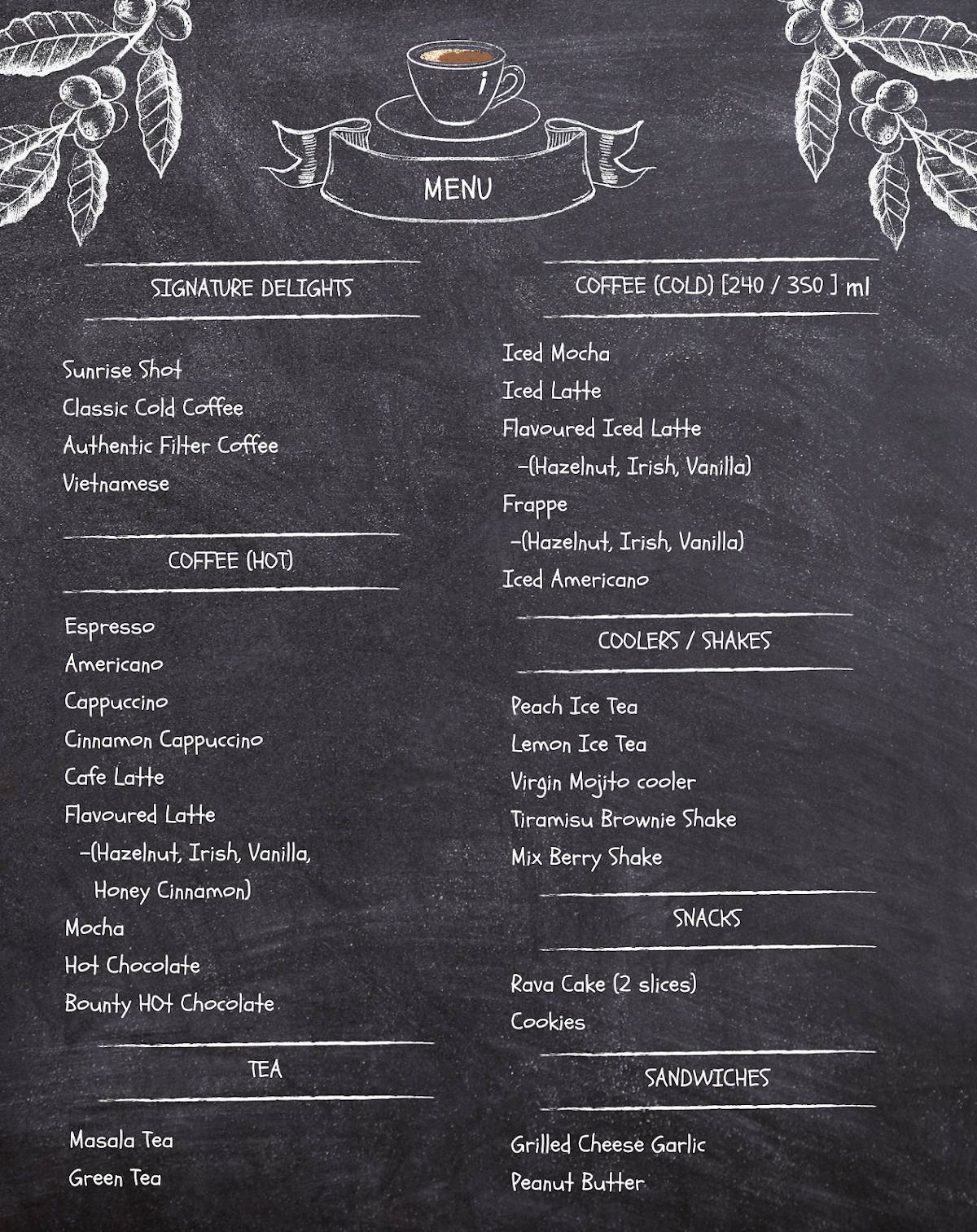 Menu at First Principle Coffee, Pune