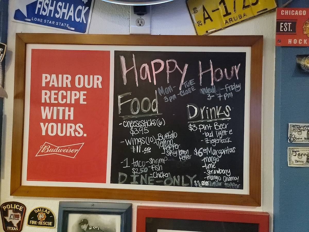 Menu at Fish Shack restaurant, Plano, 700 E 15th St