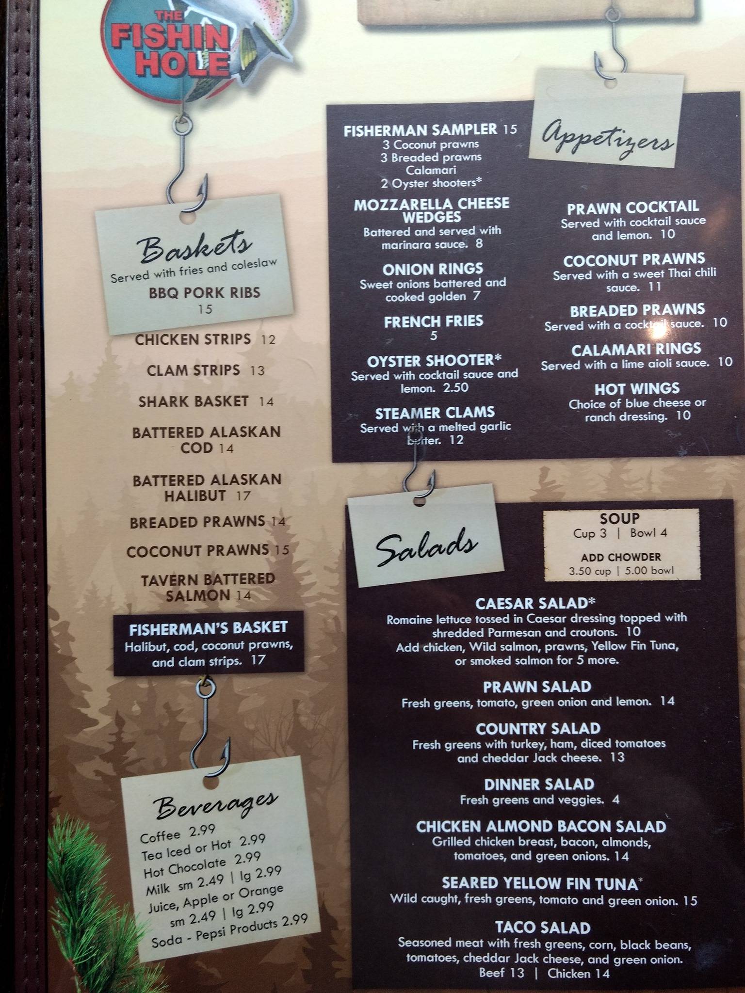 Menu at Fishin Hole Restaurant, Montesano