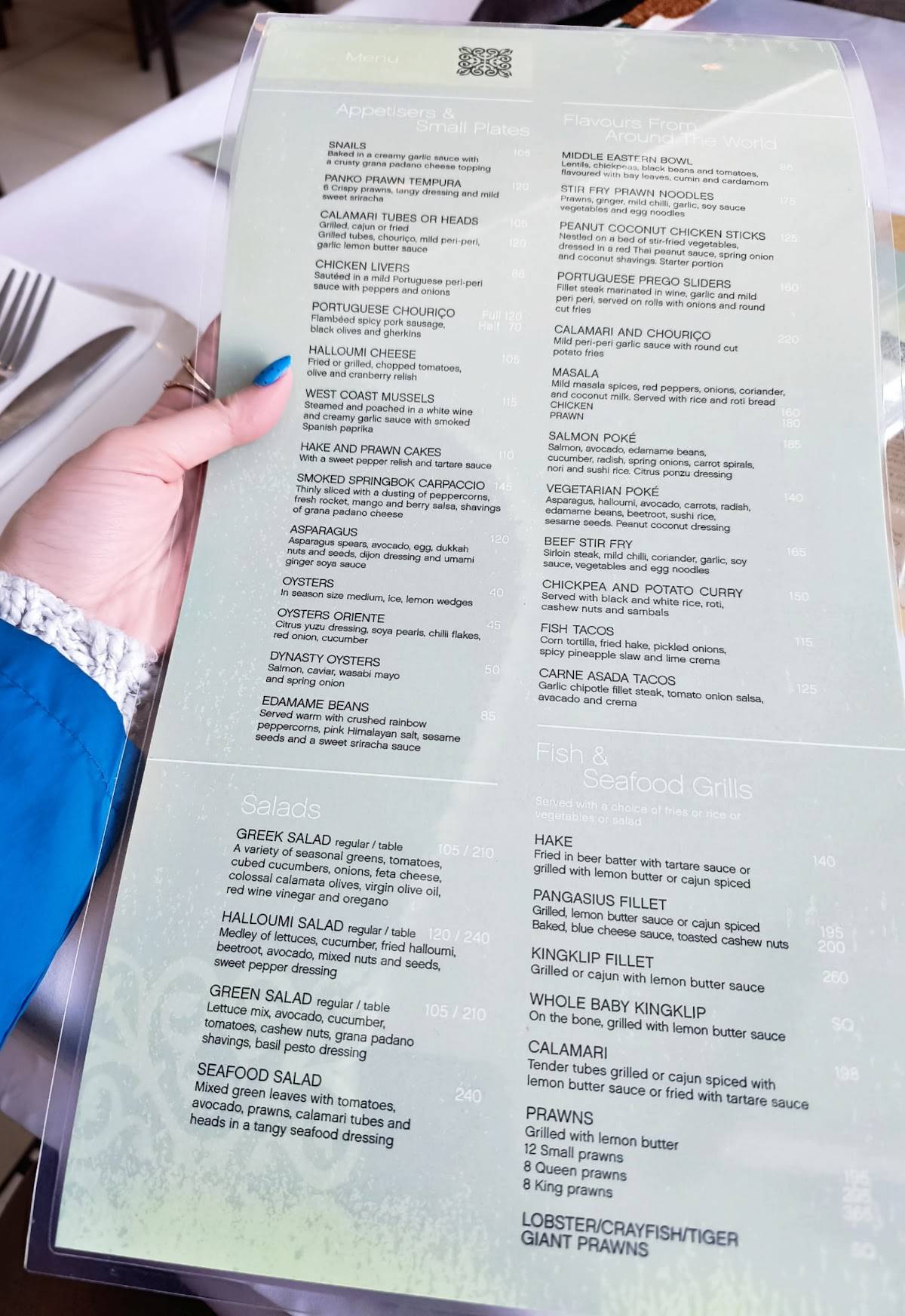 Menu at Fishmonger Centurion restaurant, Centurion