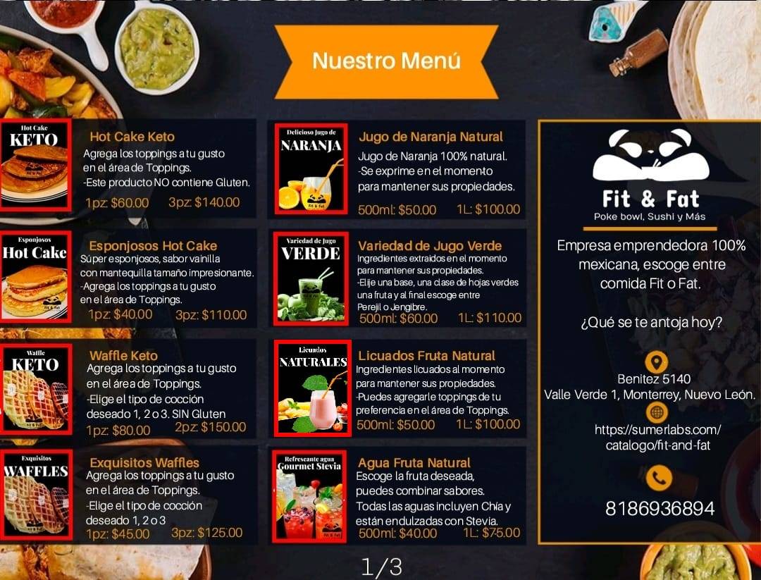 Carta del restaurante Fit and Fat Monterrey, Monterrey