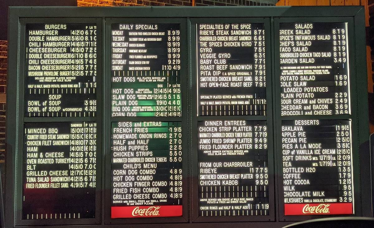 Menu at Spice Diner restaurant, Simpsonville
