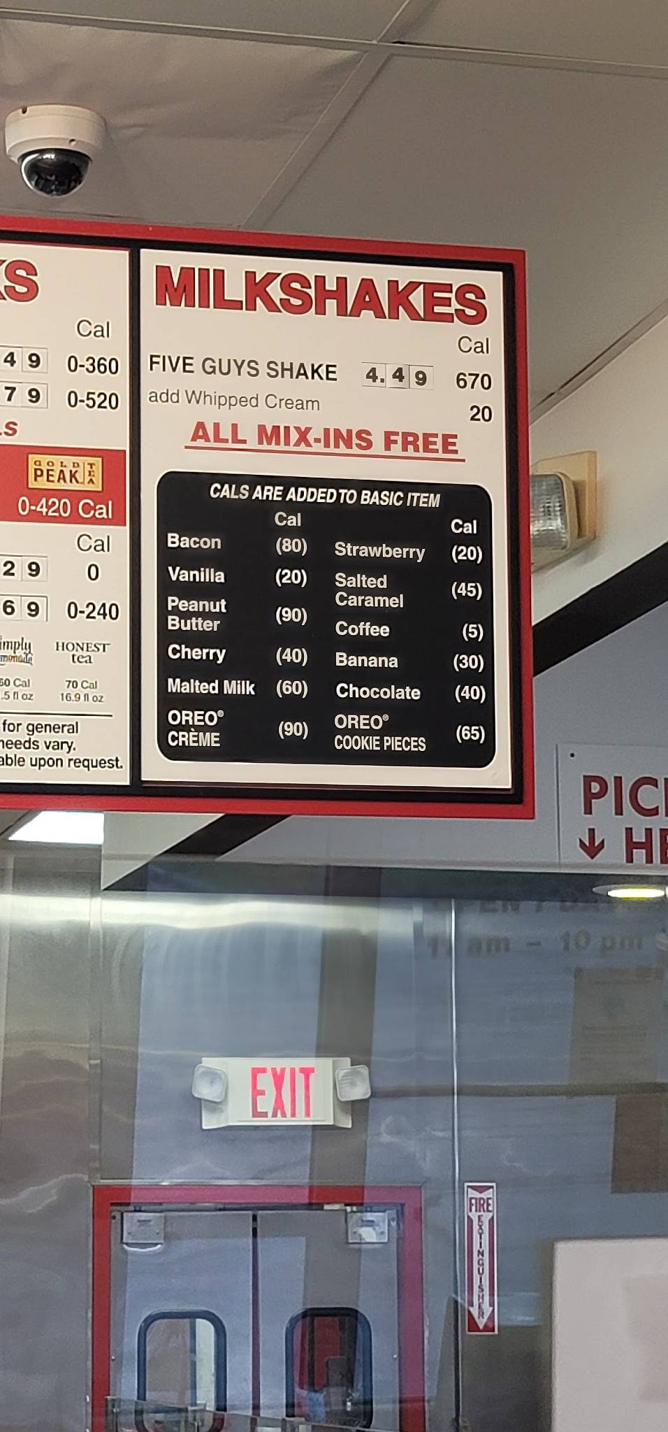 Menu at Five Guys fast food, Cortland, Millennium Blvd