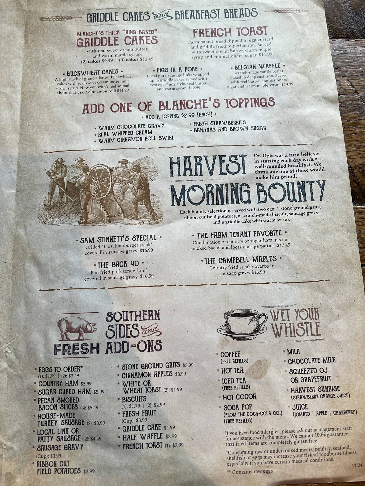 Menu at Five Oaks Farm Kitchen restaurant, Sevierville, Parkway