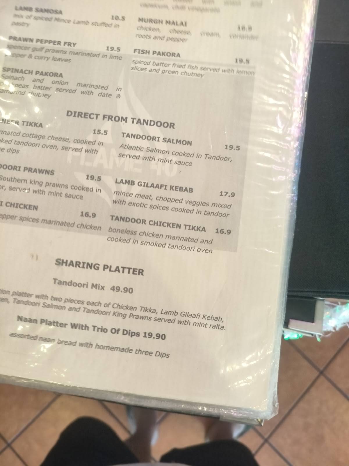 Menu at Flame 40 restaurant, Port Lincoln