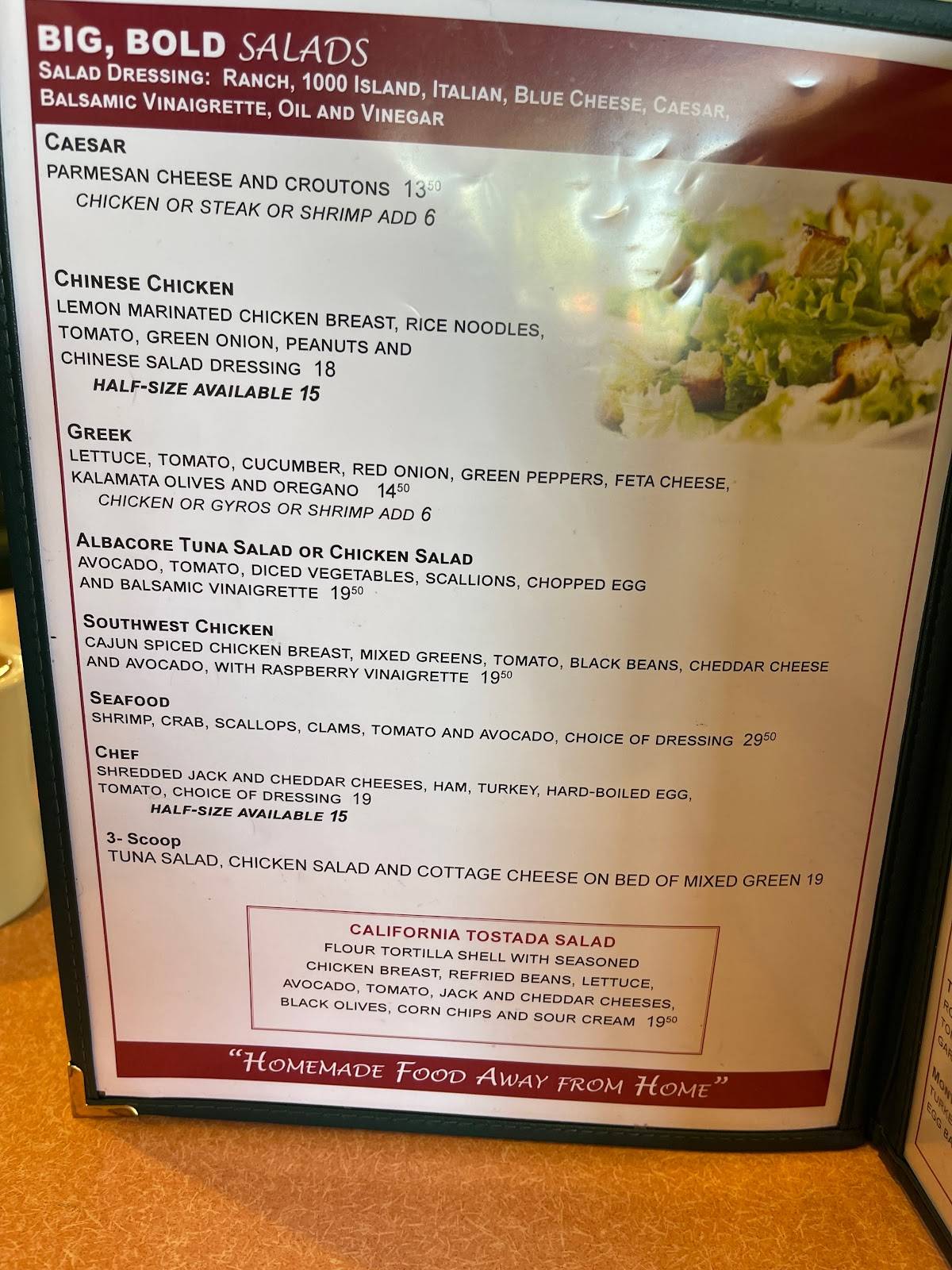 Menu at Flames Coffee Shop restaurant, San Jose, Santa Teresa Blvd